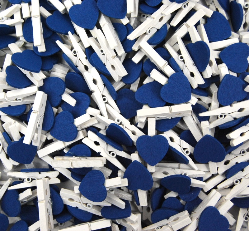 Mini White Wooden Loveheart Pegs - CelloExpress
