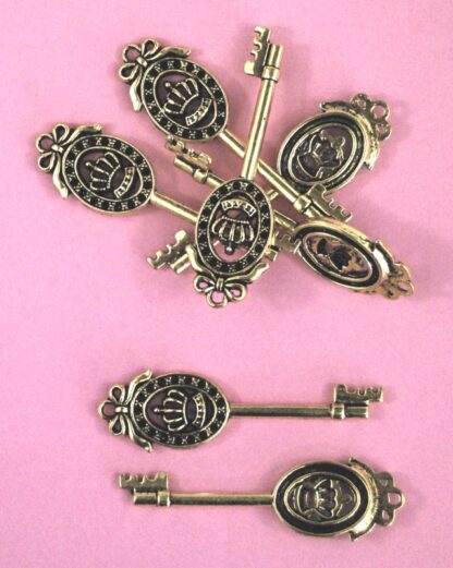 Pack of 10 - Crown Keys - Antique Gold - Metal Charms Steampunk ...