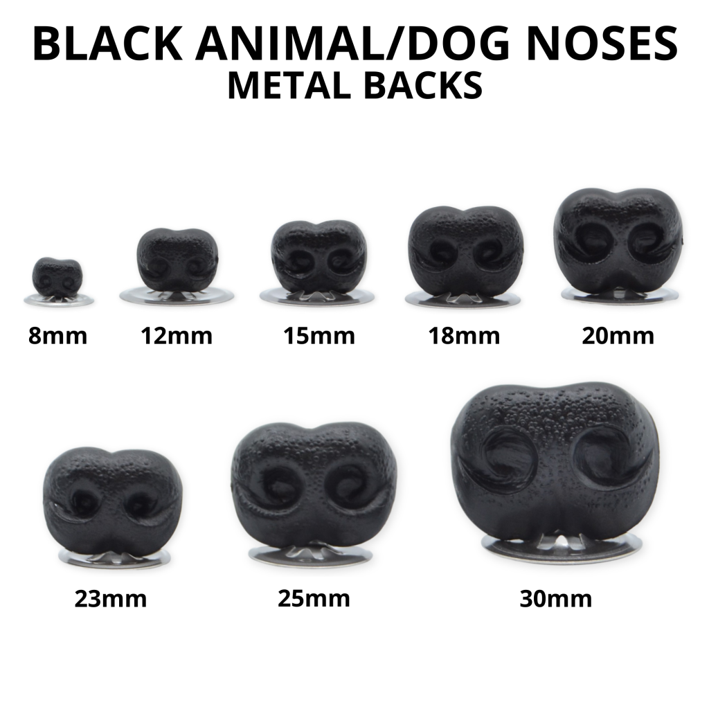 18mm Black Animal / Dog Noses with Metal Backs - CelloExpress