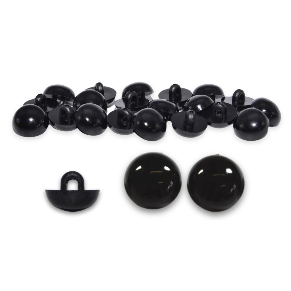 Sew On - 6mm Solid Black Half Round Button Eyes for Teddy Bear/Animal ...