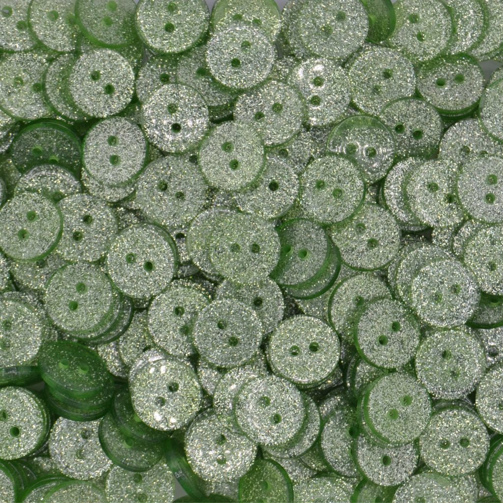 15mm Apple Green Round Glitter Buttons - CelloExpress