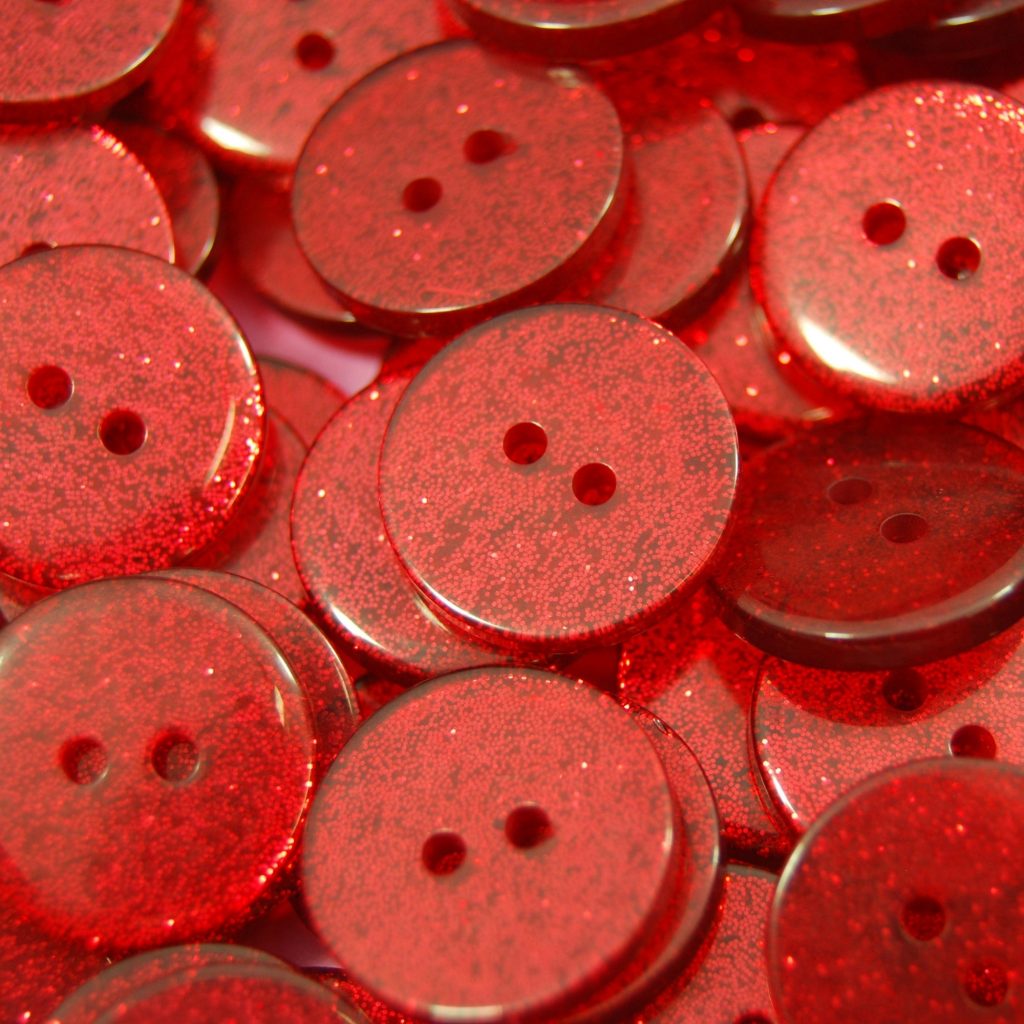 15mm Red Round Glitter Buttons - CelloExpress