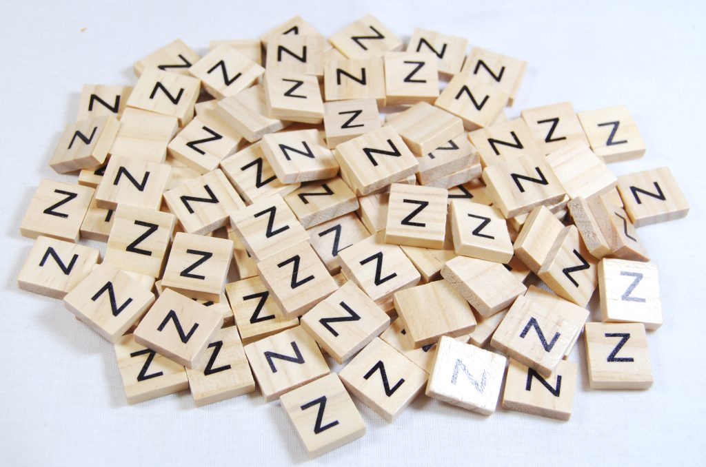 Same Letter Wooden Scrabble Tile Bags - Z - No Number Value - CelloExpress