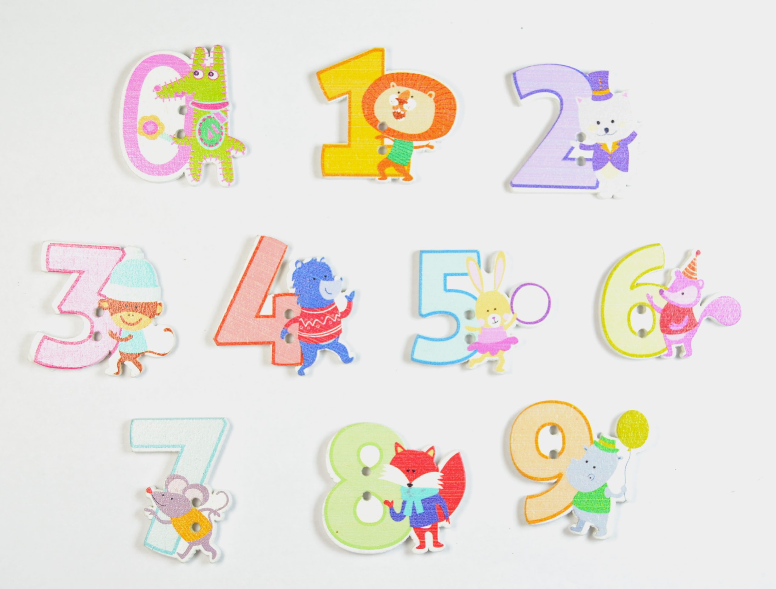 Childrens Numbers Wooden Buttons - Mixed - CelloExpress