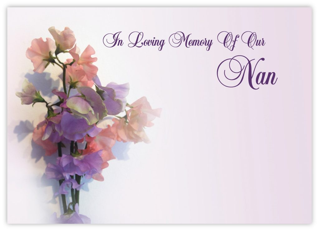 In Loving Memory Nan (Sweet Pea) - 90mm x 125mm Florist Cards ...