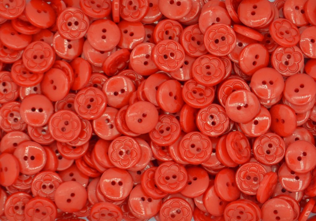Red - Flower Shirt 2 Hole 12mm - Acrylic Buttons for Costumes ...