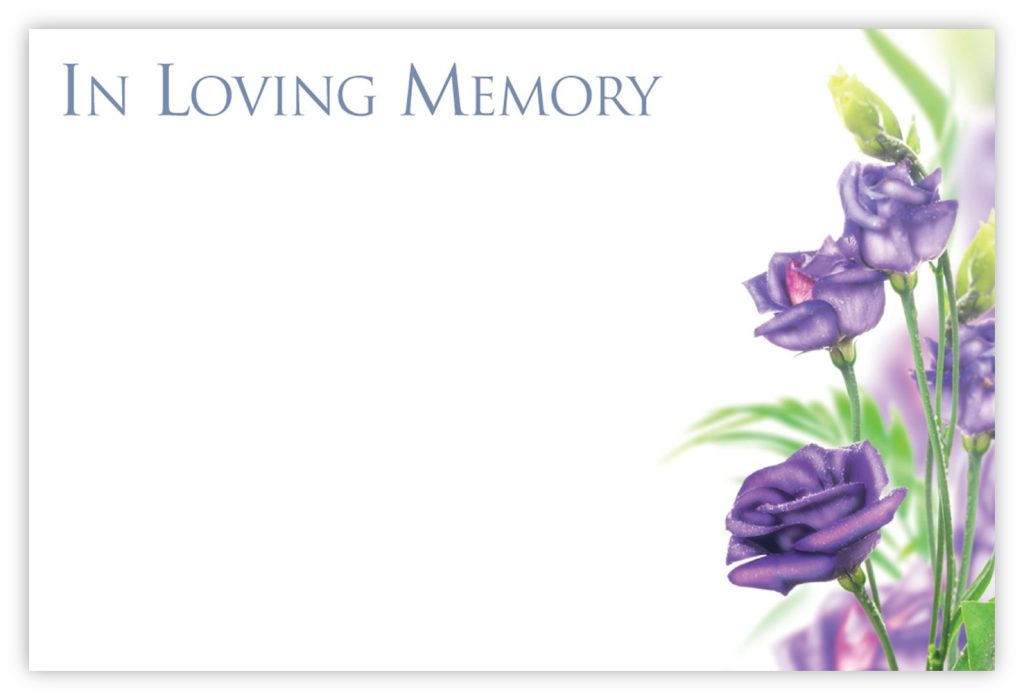 In Loving Memory (Purple Roses) - 60mm x 90mm Florist Cards - CelloExpress