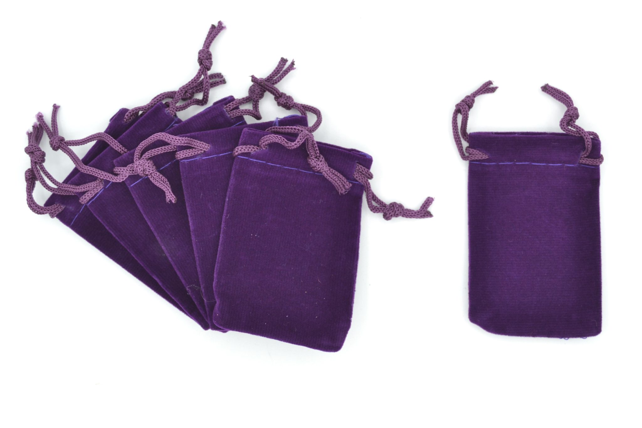 5cm x 7cm Dark Purple STRAIGHT Velvet Jewellery Bags - CelloExpress
