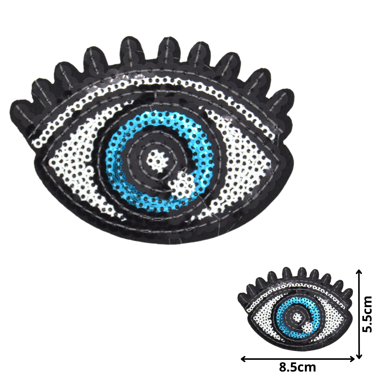 Evil Eye 03 (SEQ003) - Sequin Embroidered Patches - CelloExpress
