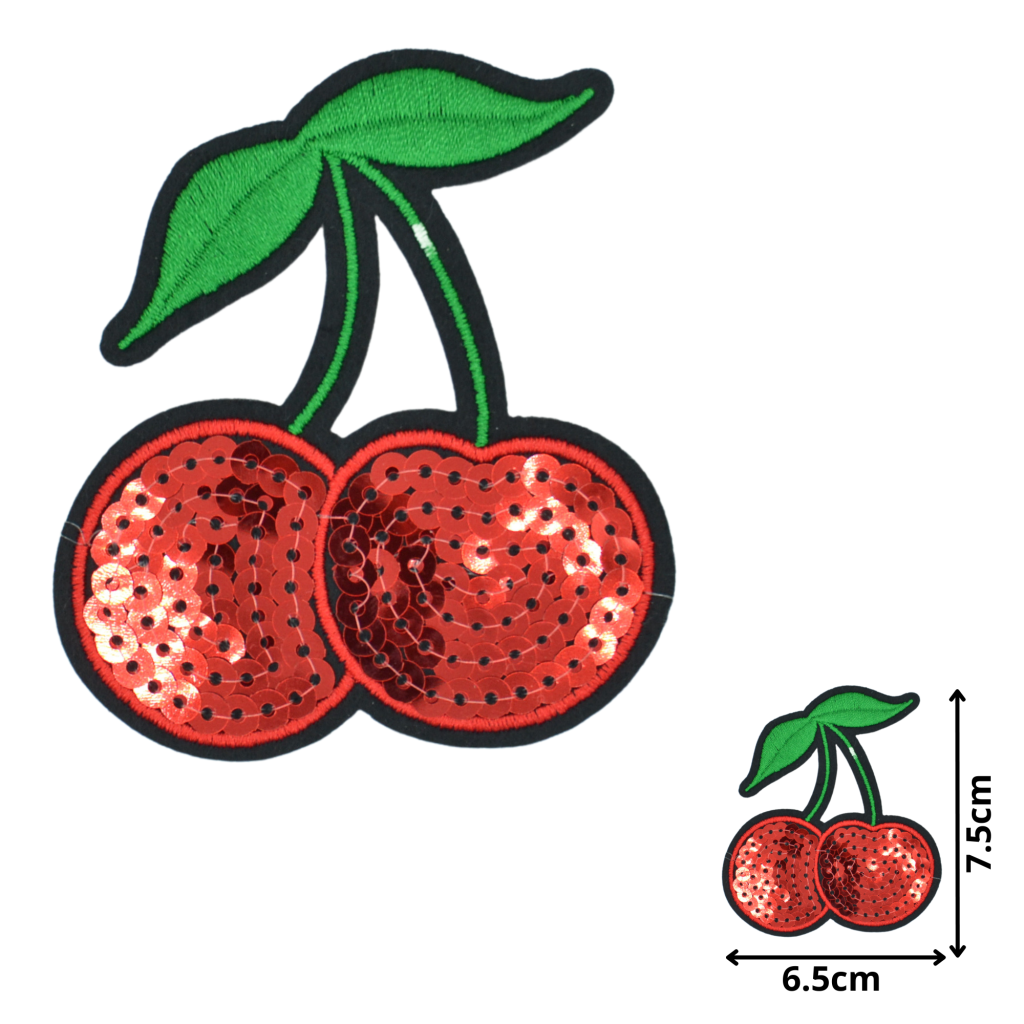Cherries 02 (SEQ042) - Sequin Embroidered Patches - CelloExpress