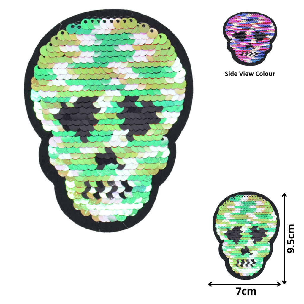 Skull Multi (SEQ071) - Sequin Embroidered Patches - CelloExpress
