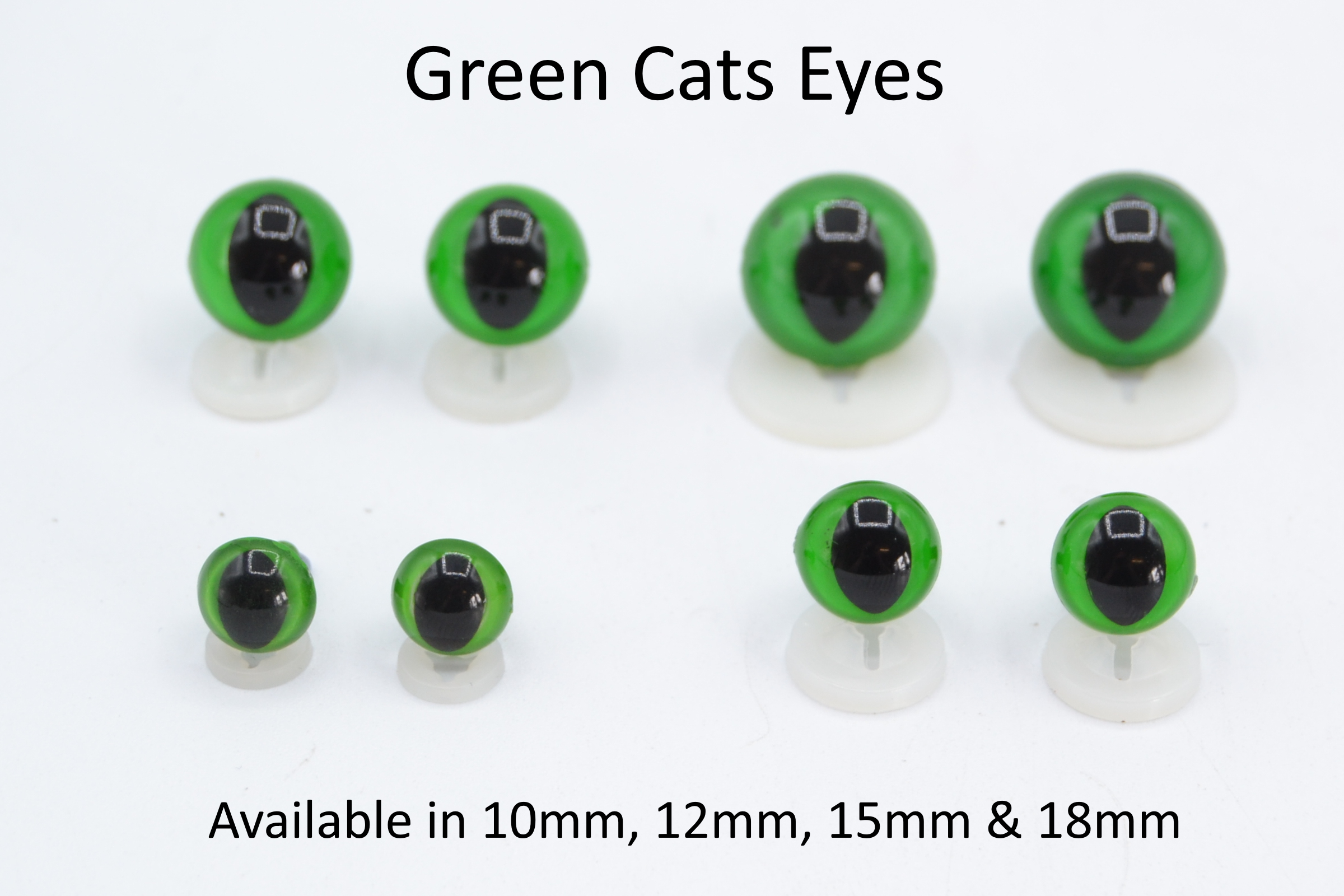 10mm Green Cats Eyes with Plastic Backs - CelloExpress