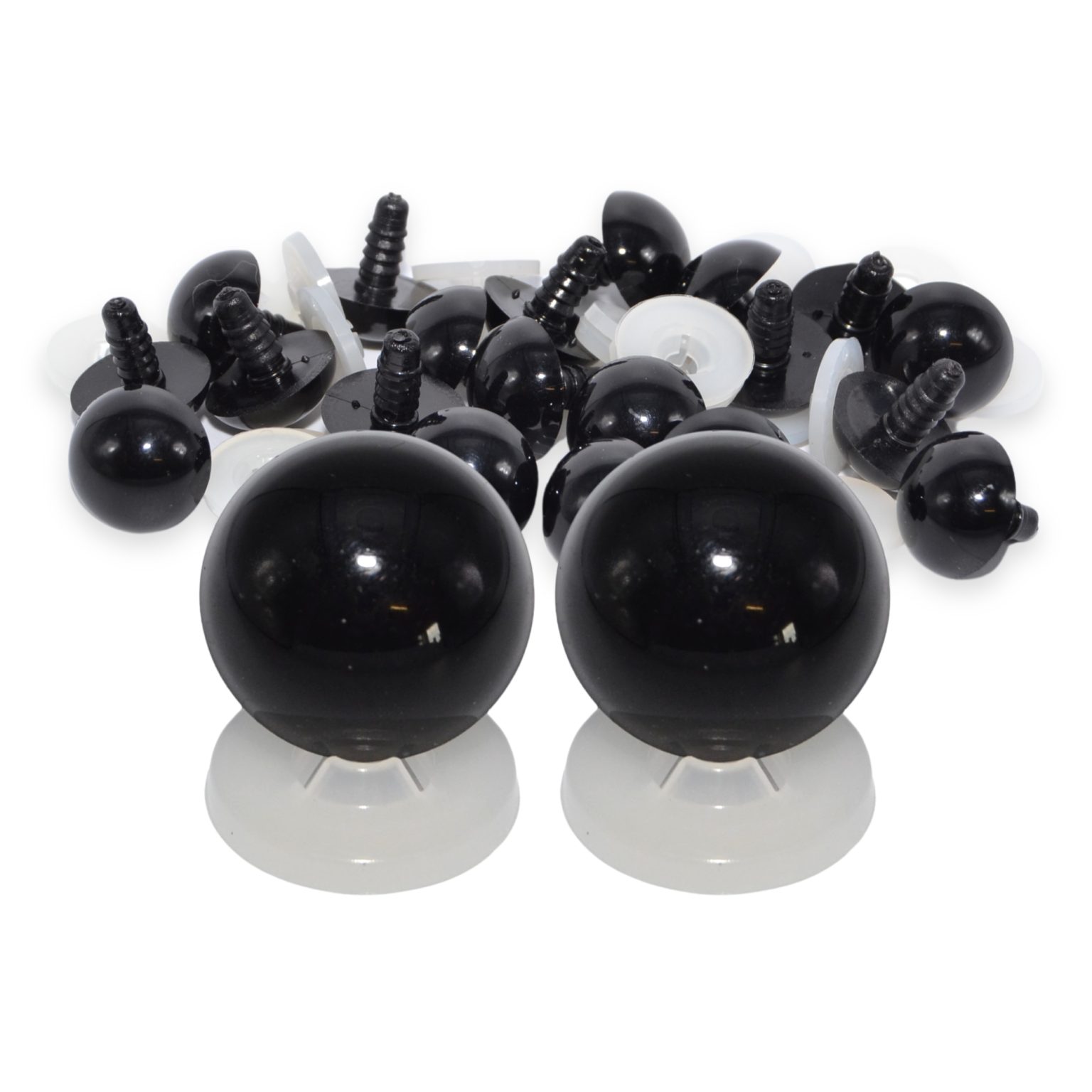 10mm Solid Black Dome Eyes with Plastic Backs - CelloExpress