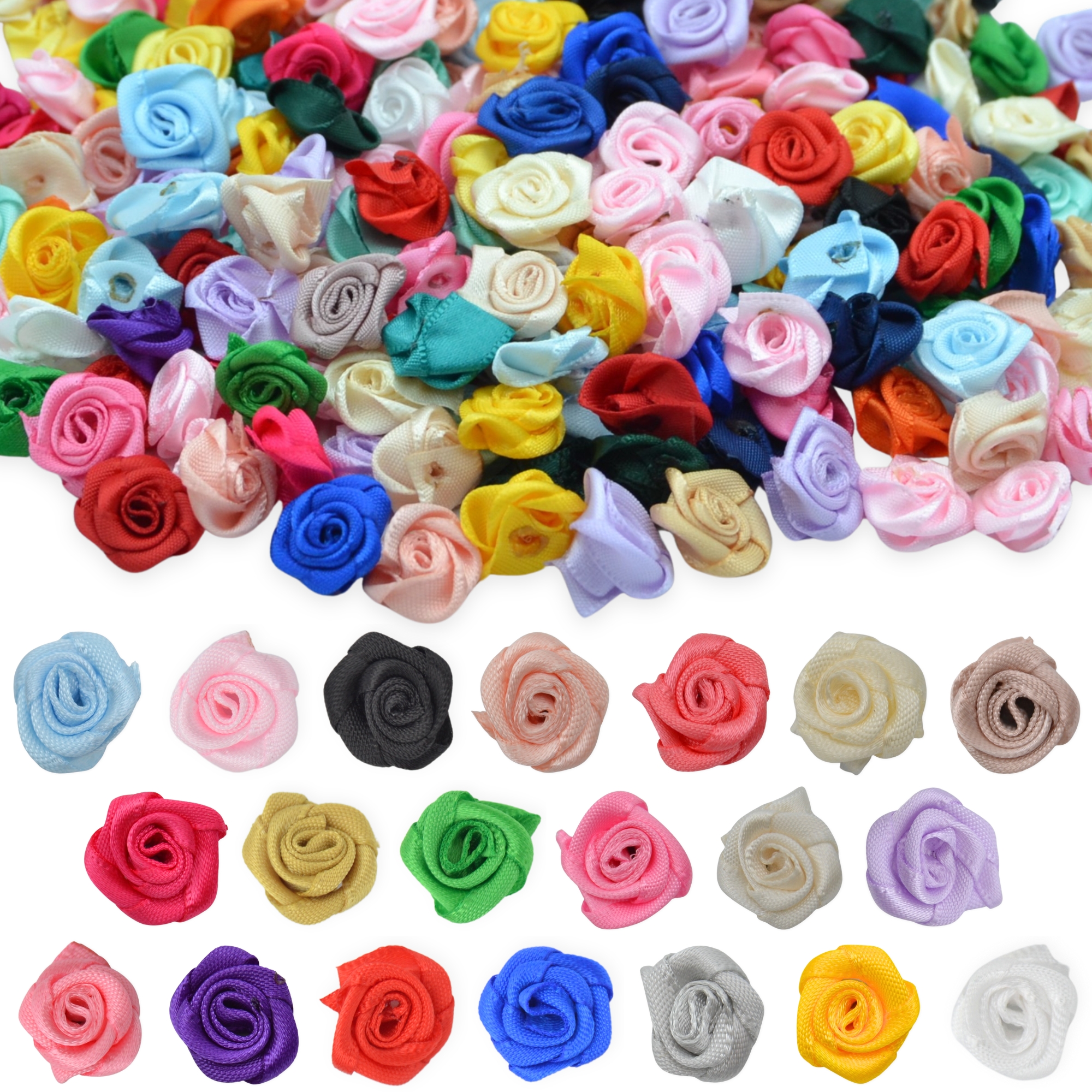 Purple 15mm Satin Ribbon Roses - CelloExpress