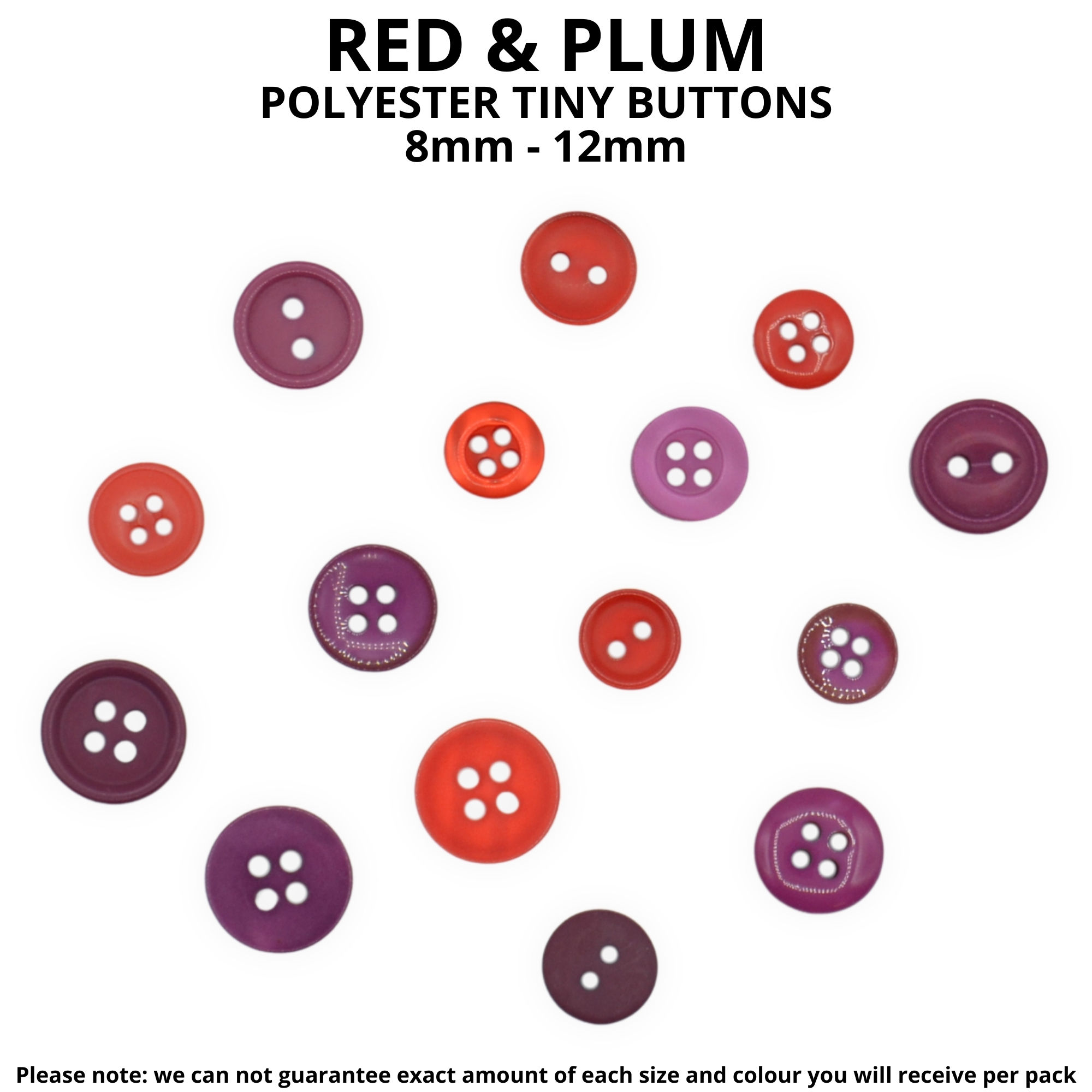 Tiny Red & Plum Buttons - Mixed Small Sizes - CelloExpress