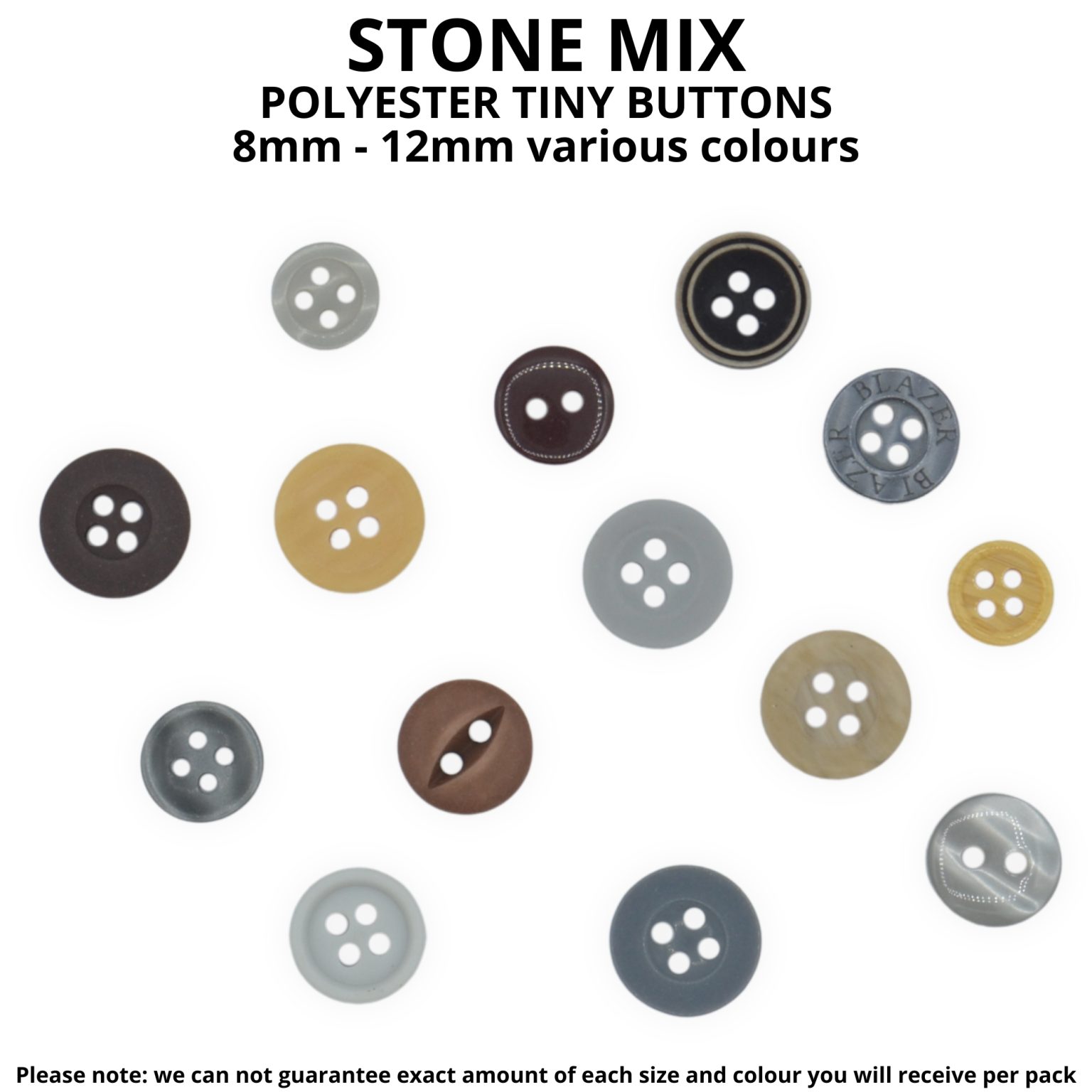 Tiny Stone Mix Buttons - Mixed Small Sizes - CelloExpress