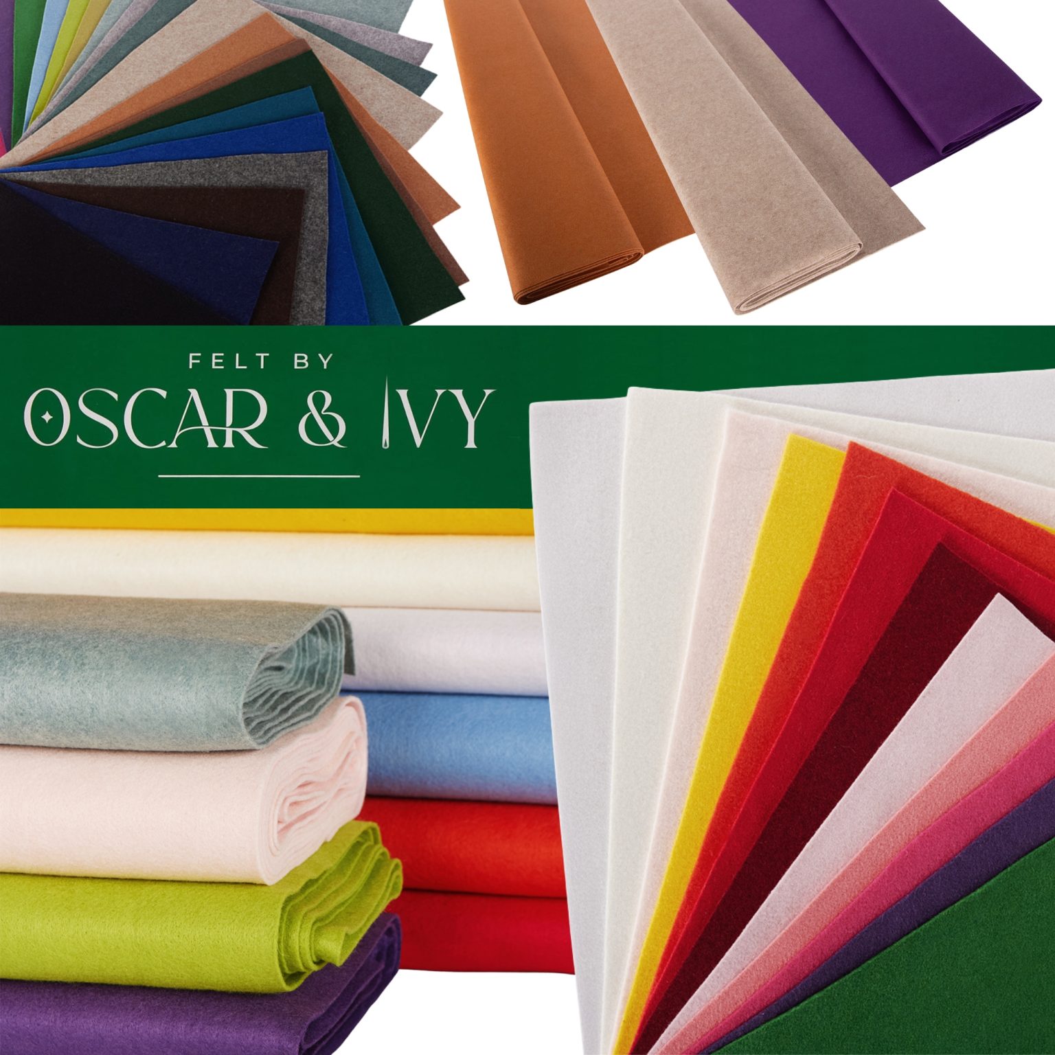 Meadow Green (Col 20) Felt by Oscar & Ivy - Wool Viscose Blend ...